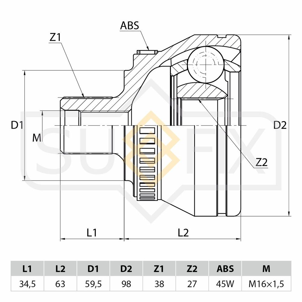 Шрус наружный перед прав лев SUFIX ST-1002 - SUFIX арт. ST-1002 - купить по выгодной цене в ...