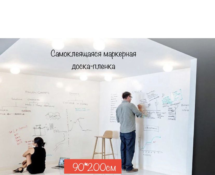 Маркерная доска-пленка на стену для офиса и дома 90*200см ...