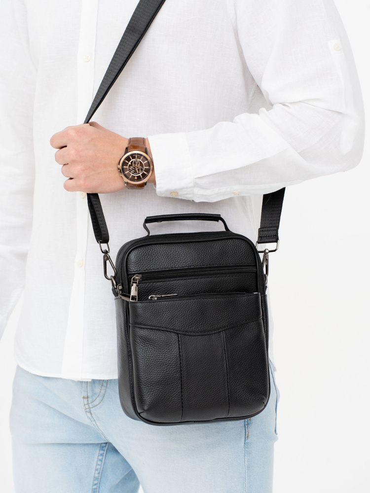 Сумка мужская через плечо кожаная для документов, натуральная кожа ...