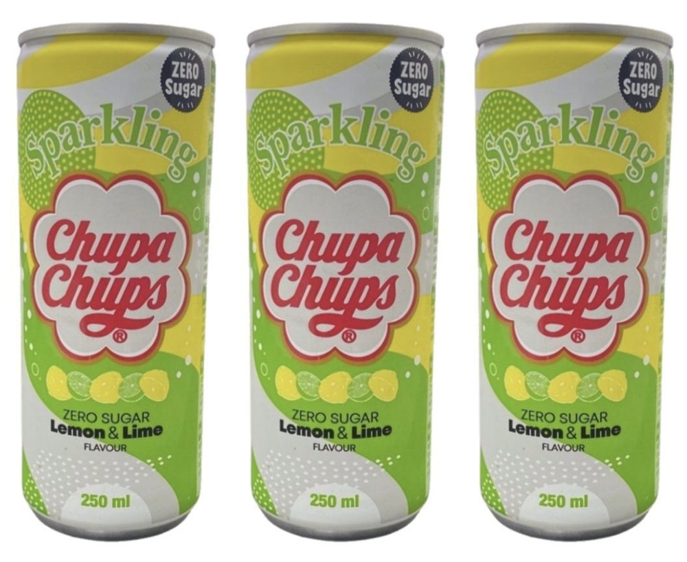 Напиток газированный Chupa Chups Lemon & Lime Zero (Корея) 250 мл х 3 ...