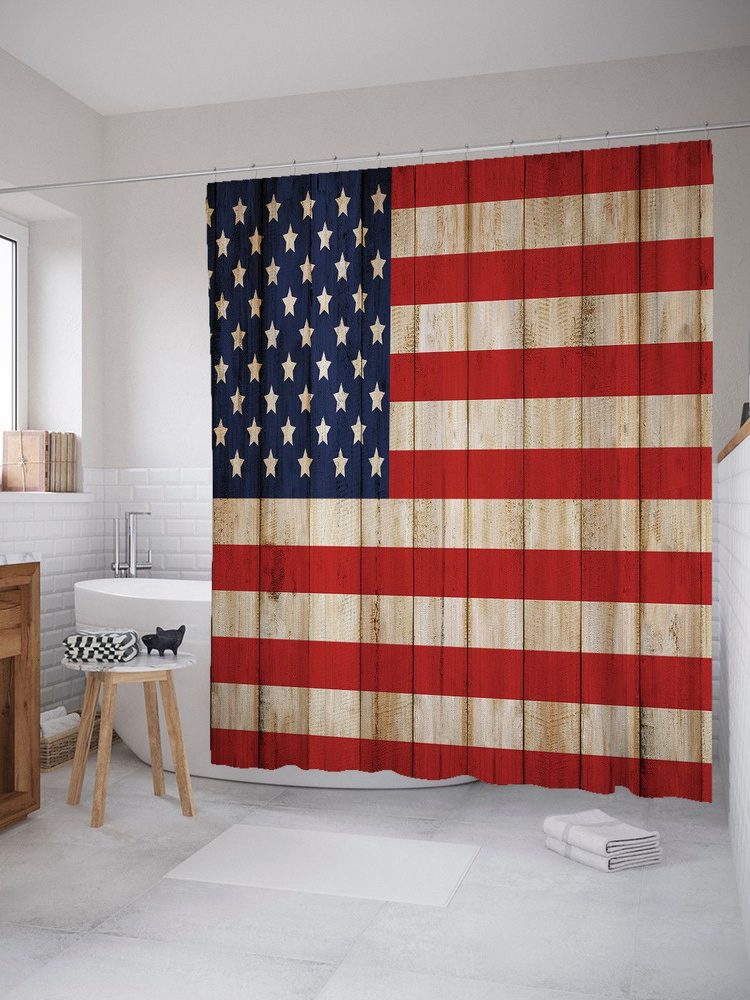 Штора для ванной 200x180 см JoyArty ширма плотные ширина 180 высота 200 ...