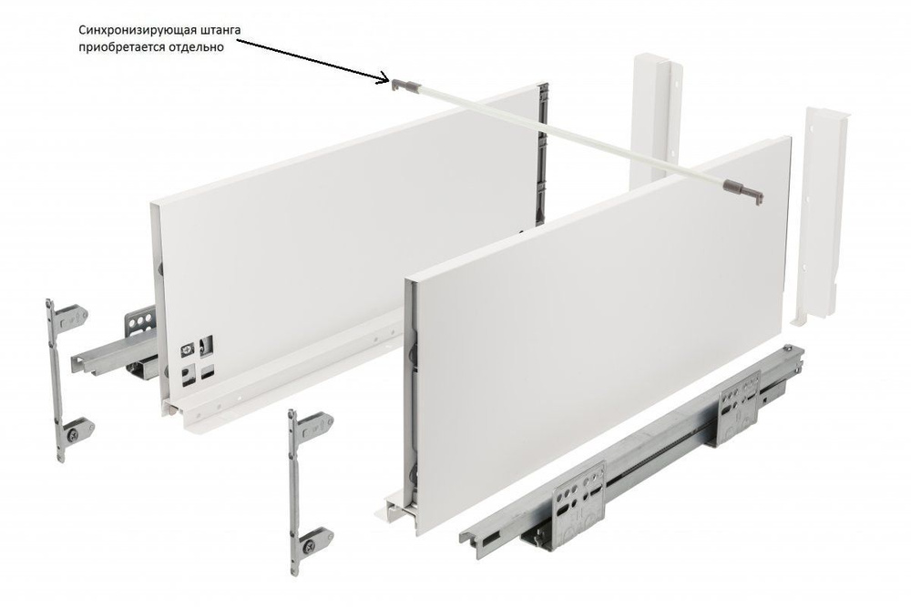 Выдвижной ящик AXIS PRO push to open L-400 мм, высокий H-168 мм, белый ...
