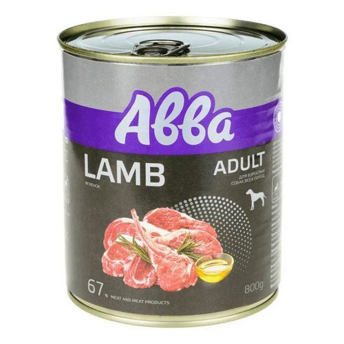 Влажный корм Abba с ягненком для собак средних и крупных пород 800 г ...
