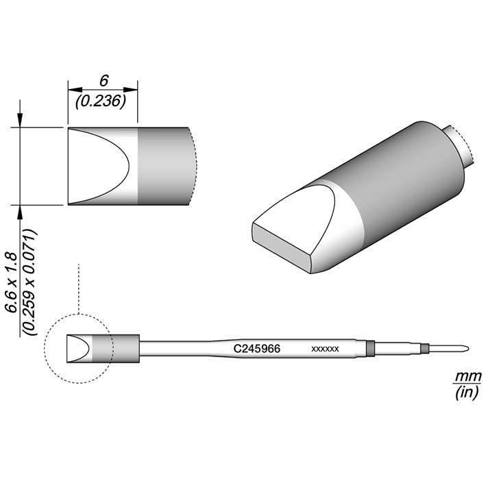 JBC C245-966 Наконечник клиновидный 6,6 х 1,8 мм (высокая теплопередача) купить на OZON по ...