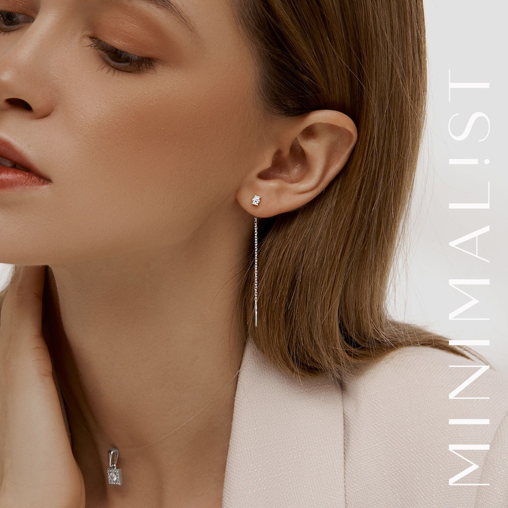 Minimal!st Серьги ювелирные Серебро родированное 925 пробы - купить с доставкой по выгодным ...