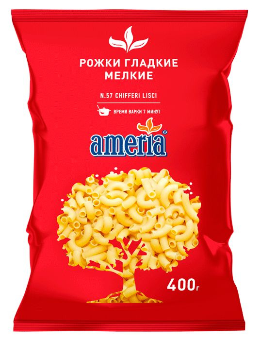 5 шт. по 400 г., Макароны Рожки гладкие мелкие, Ameria - купить с ...