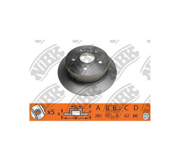 Диск Тормозной Задний Toyota Camry (V40, V50) Rn1432 NiBK арт. RN1432 ...