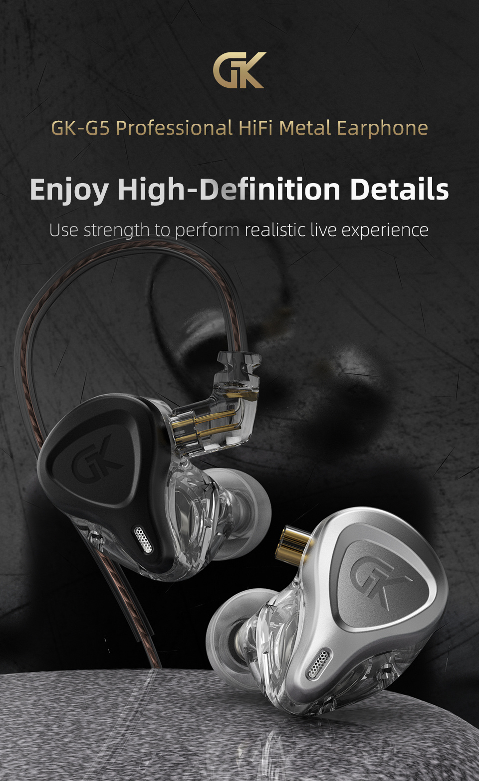 Внутриканальные Внутриканальные GK KZ G5 HiFi Проводное 36 Наушники KZ GK G5 HiFi купить c ...