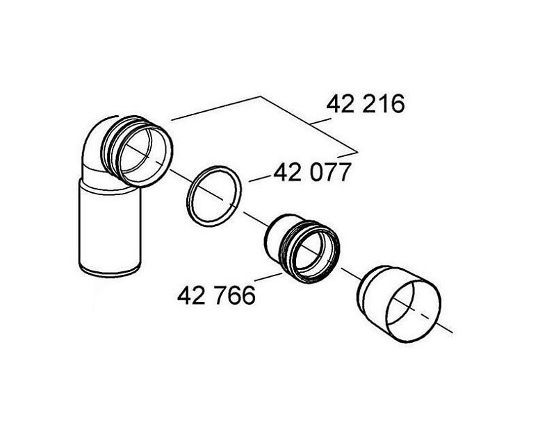 Патрубок для инсталляции GROHE 42766000 - соединительный D90 х D90мм ...