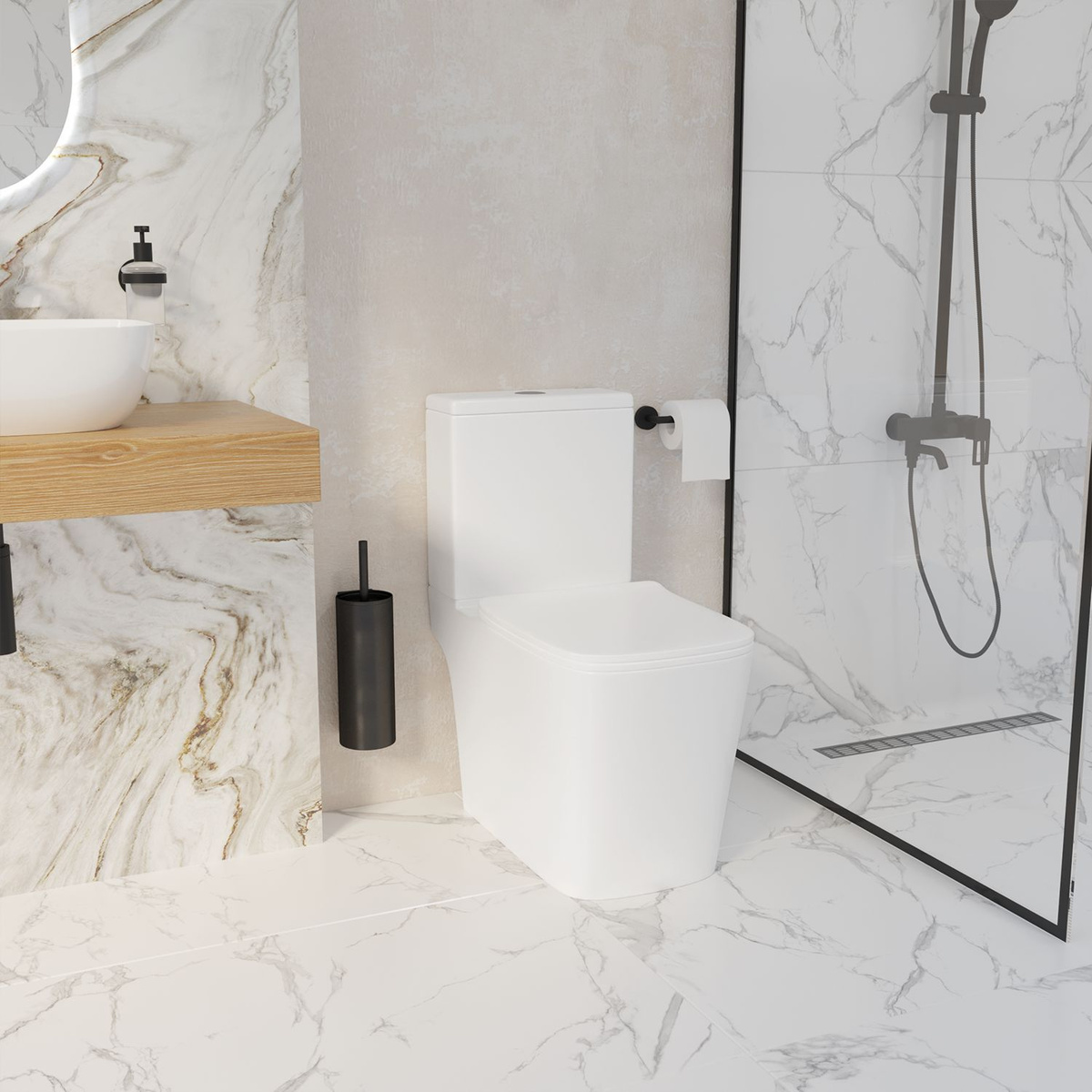 Унитаз напольный безободковый Helmken 35900002: чаша унитаза с бачком и быстросъемным сиденьем ...