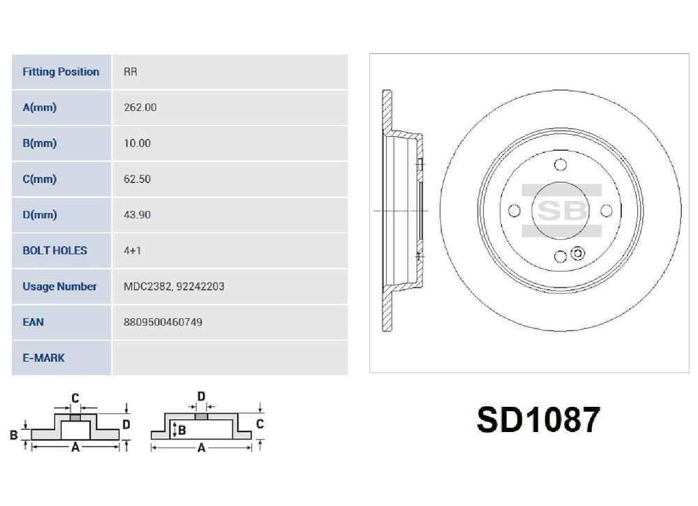 Диск тормозной Sangsin SD1087 - купить по низкой цене в интернет-магазине OZON (1108667709)