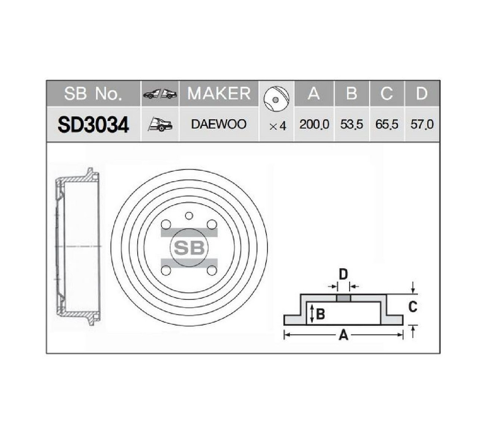 Барабан тормозной SD3034 (96175281) - купить по низкой цене в интернет ...