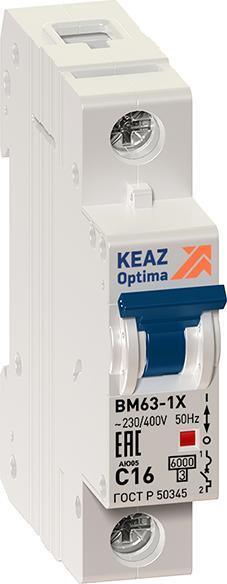 Купить Автоматический выключатель КЭАЗ OptiDin BM63-1C16-УХЛ3 1P 16А характеристика C по низкой ...