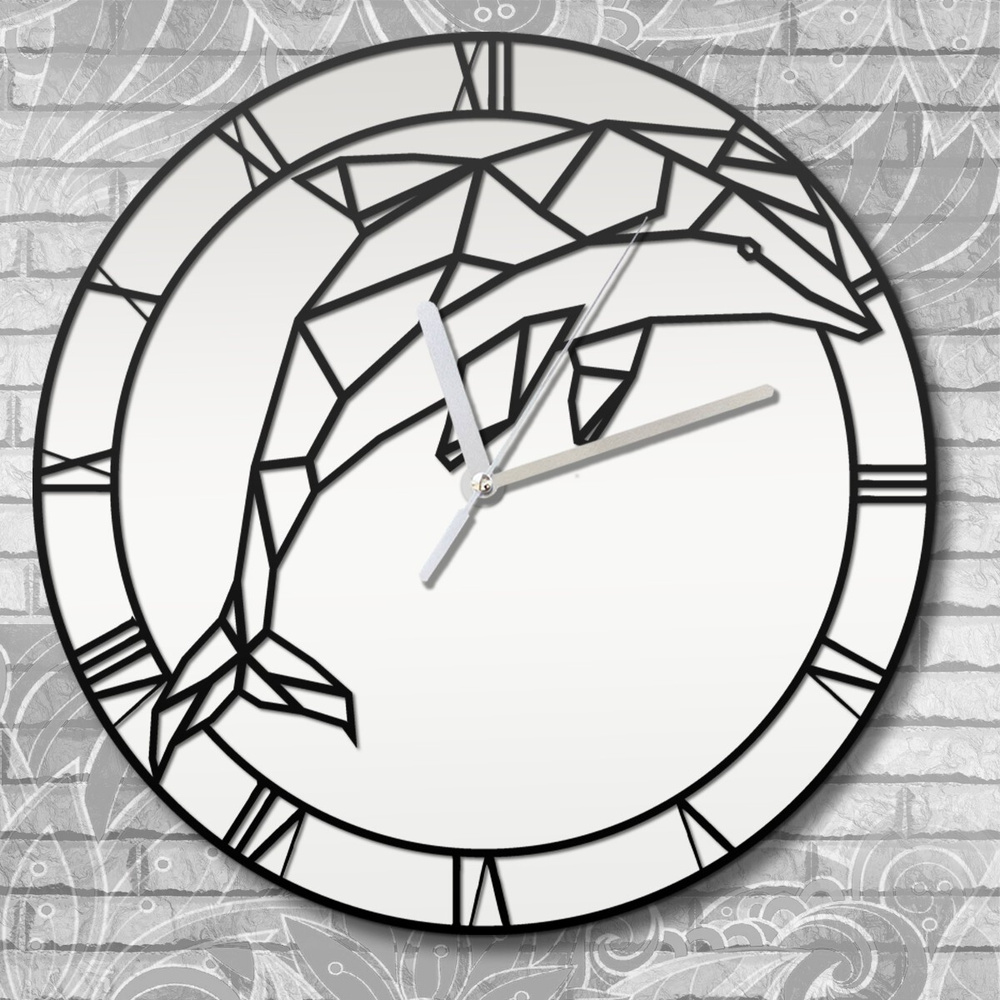 Настенные часы деревянные бесшумные море рыбы дельфин 584 купить по низкой цене в интернет