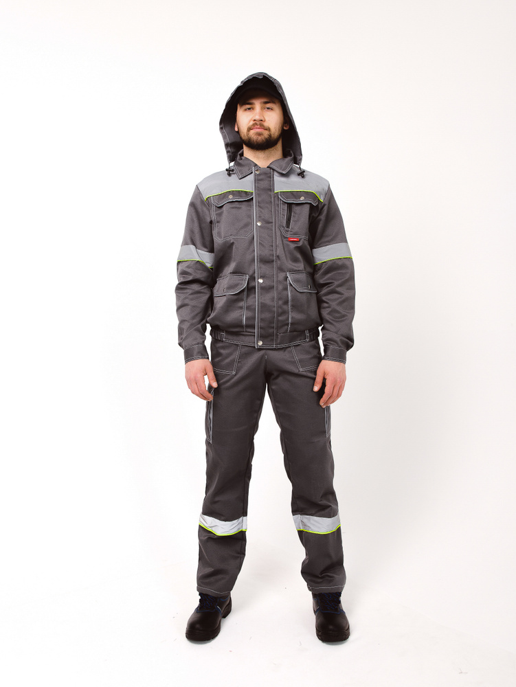 Мужской рабочий костюм, спецодежда куртка и полукомбинезон Титан серый 56-58/182-188 - купить с ...