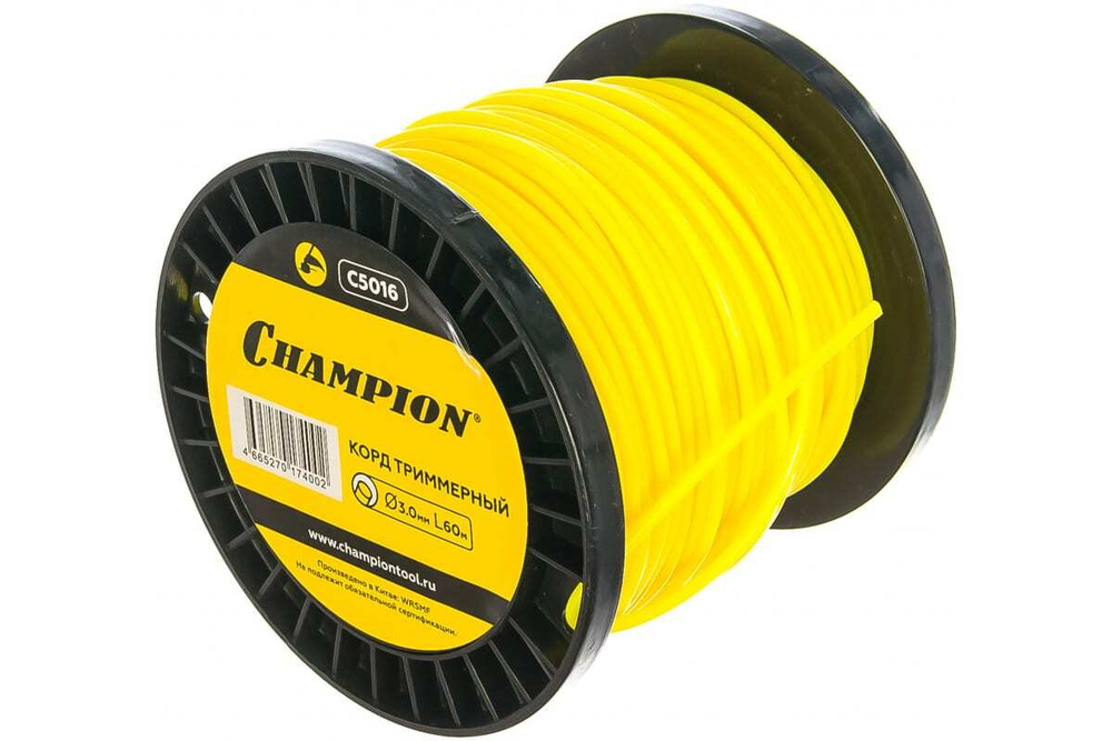 Леска для триммера Корд трим.CHAMPION Round 3.0мм* 60м (круглый ...