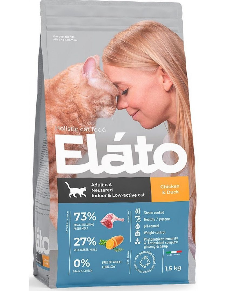 Корм для кастрированных котов Elato Holistic стерилизованных и ...