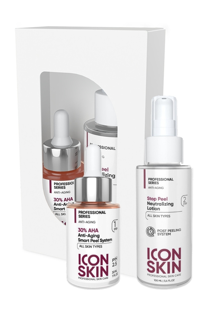 ICON SKIN Набор для лица (Пилинг омолаживающий 30% AHA 30 мл + Лосьон ...
