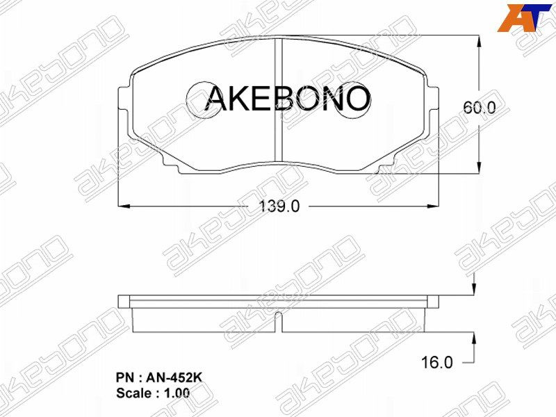 Колодки тормозные AKEBONO AN452K - купить по низким ценам в интернет ...