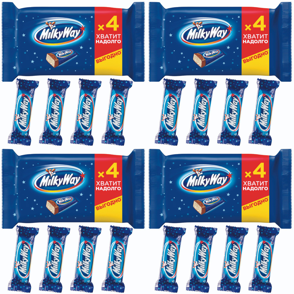 Батончик Milky Way молочный с суфле 26 г x 4 шт, комплект: 4 упаковки ...