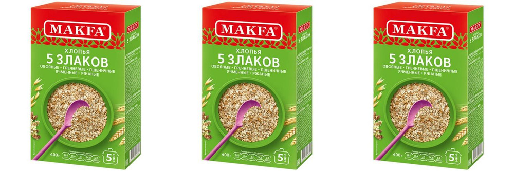 Makfa Хлопья 5 злаков, 400 г, 6 шт - купить с доставкой по выгодным ценам в интернет-магазине ...