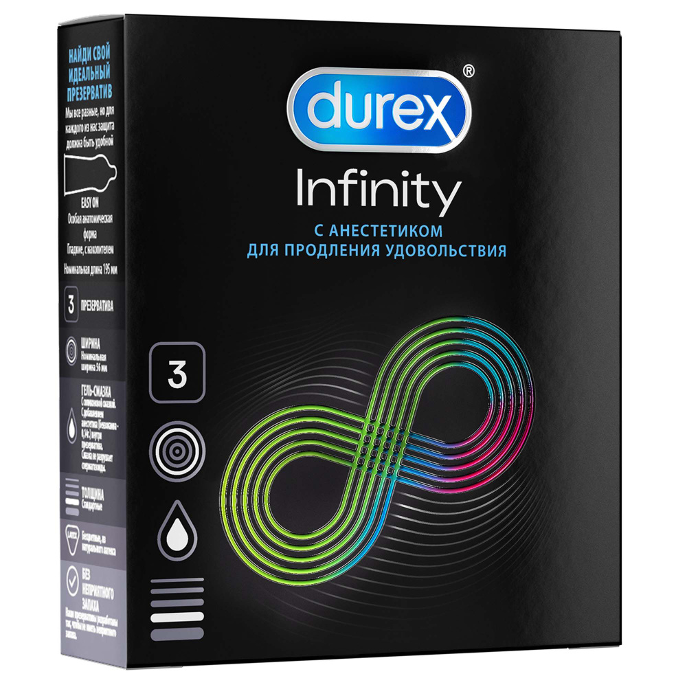Презервативы гладкие с анестетиком Infinity Durex/Дюрекс 3шт — купить в ...