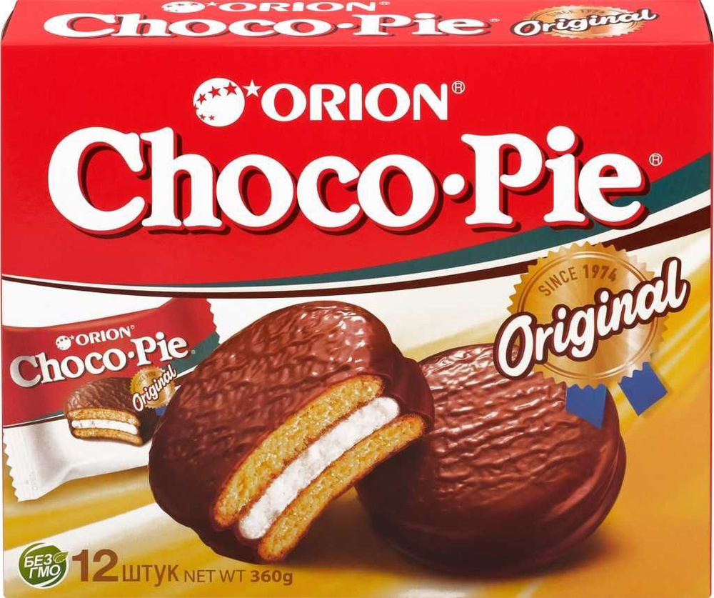 Печенье ORION Choco Pie, 360 гр*4шт - купить с доставкой по выгодным ценам в интернет-магазине ...