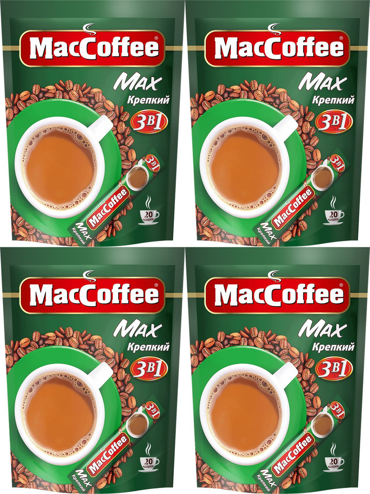 Кофейный напиток MacCoffee Max Крепкий 3 в 1 растворимый 16 г 20 шт ...