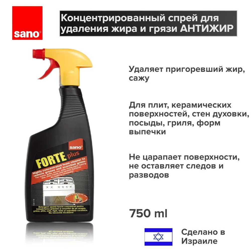 SANO Forte plus Антижир для кухни, средство для удаления жира и нагара ...