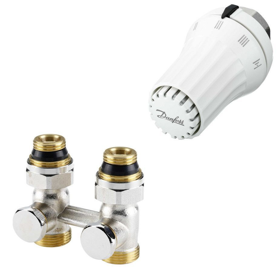 Комплект для нижнего подключения радиатора термостатический прямой RLV-KS/RAE-K 1/2"x3/4"ЕК ...