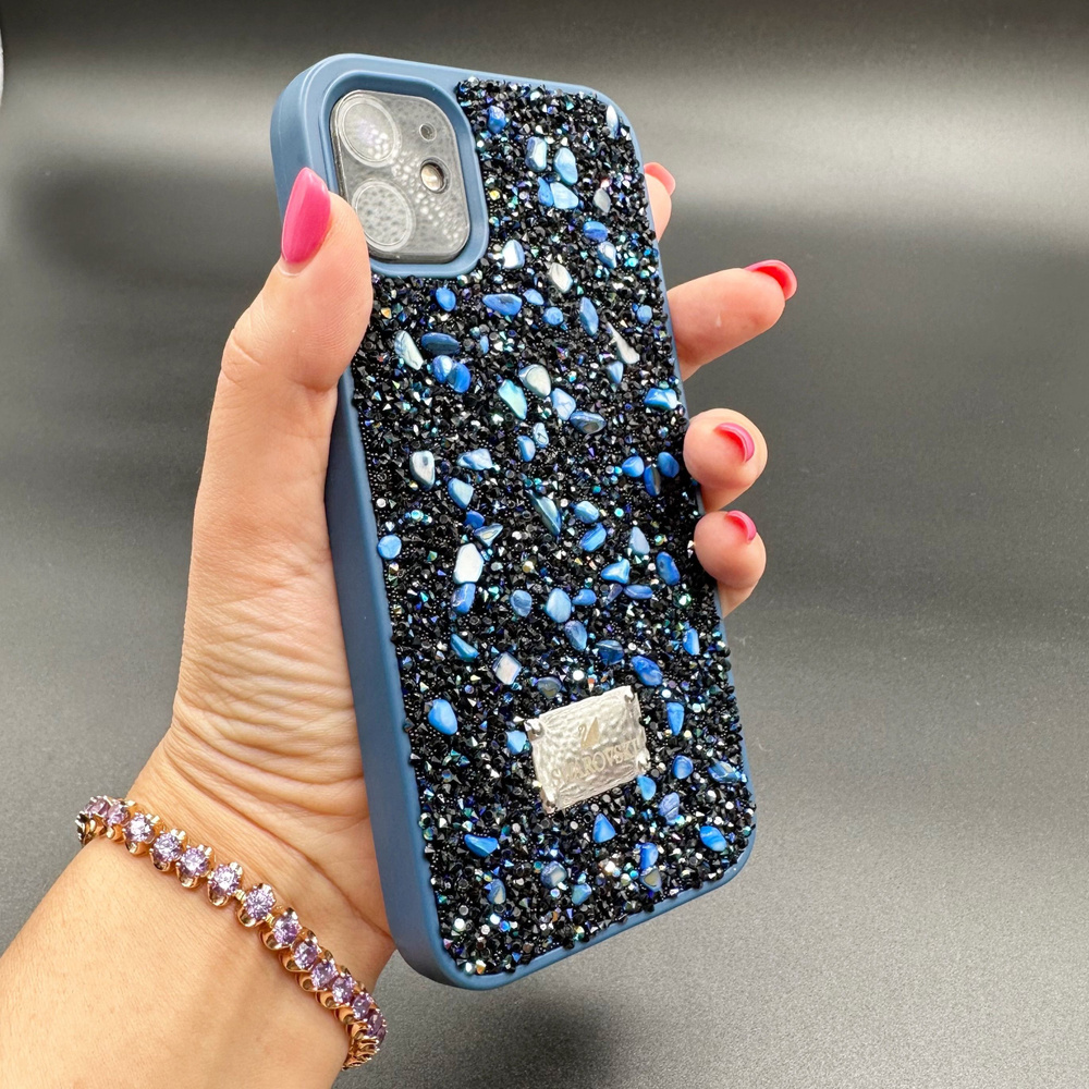 Чехол для телефона SWAROVSKI iphone 11, силикон и камни Синего цвета ...