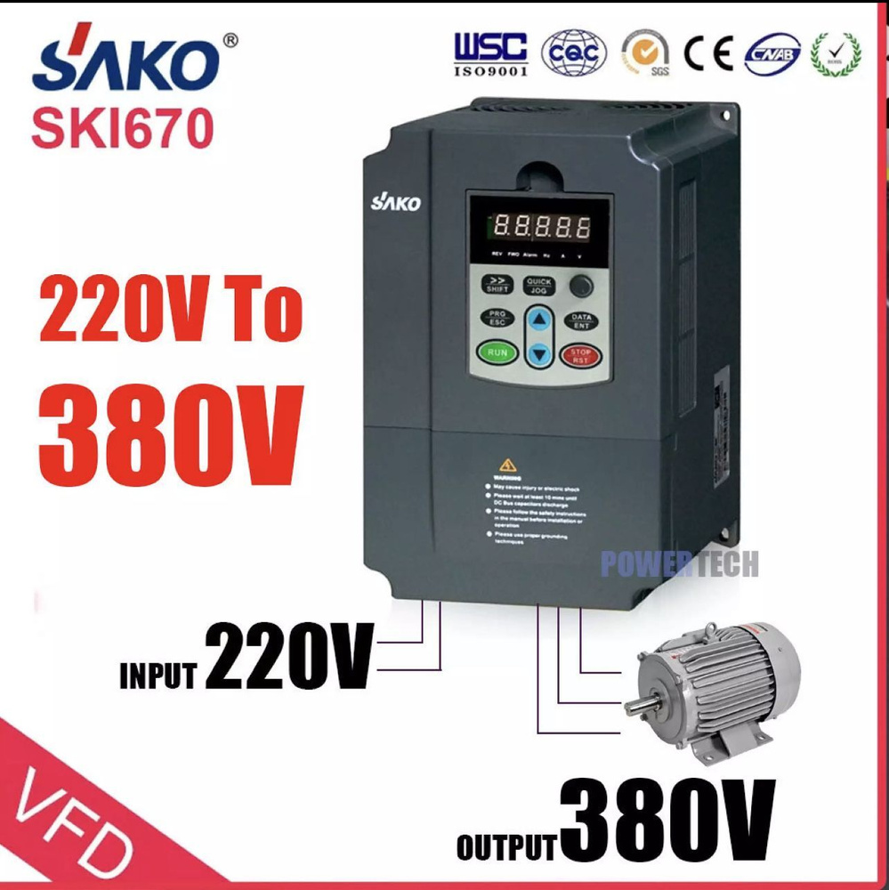 частотный преобразователь 220 в 380, SAKO SKI670,1500 Вт - купить по ...