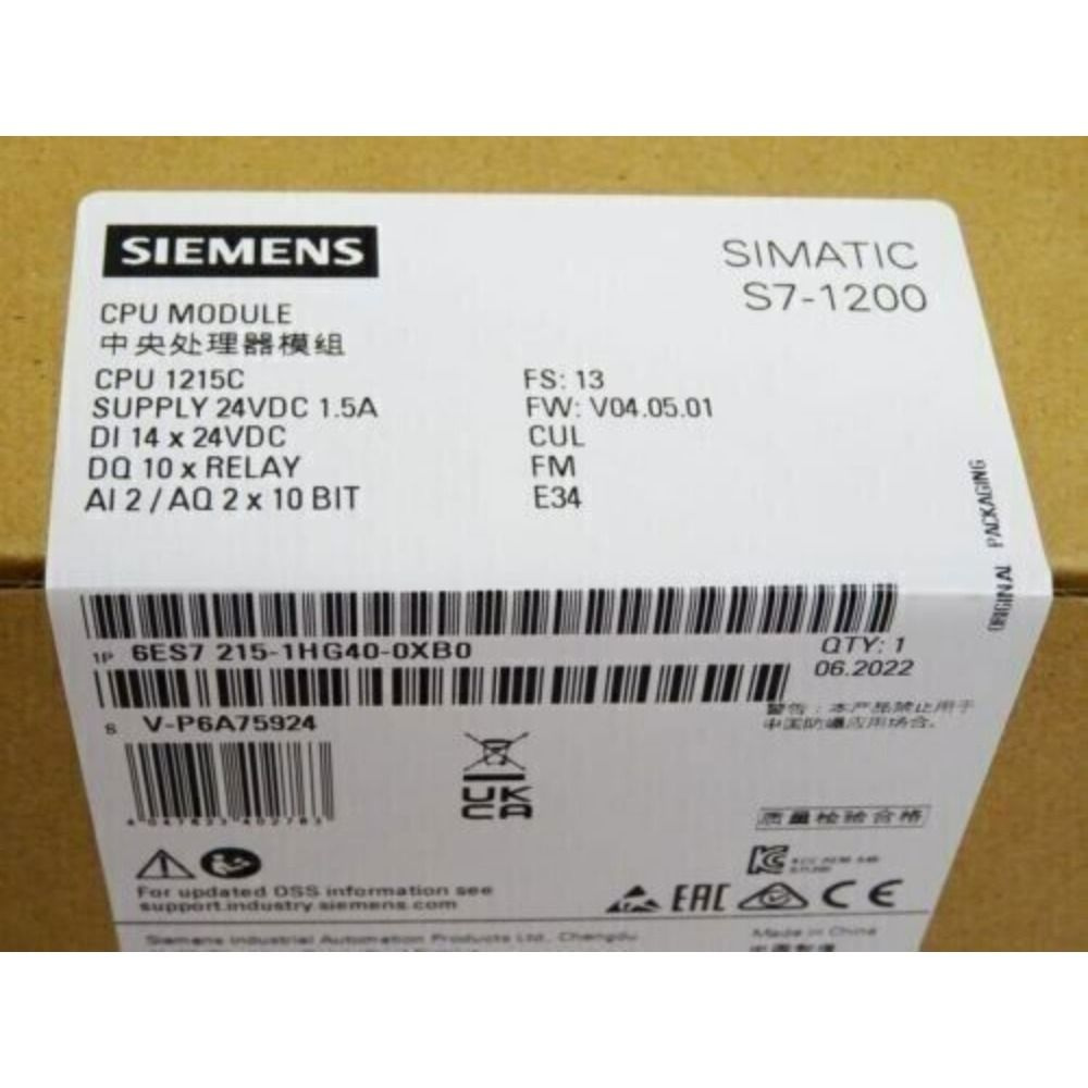 Siemens 6ES7215-1HG40-0XB0 SIMATIC S7-1200 CPU 1215C Компактный модуль ...