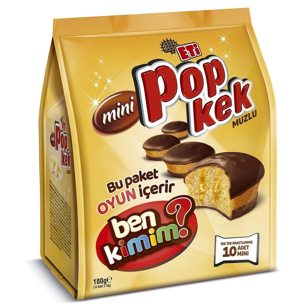 Мини кексы "ПОП КЕК" в шоколадной глазури с банановым кремом, "ETi ...