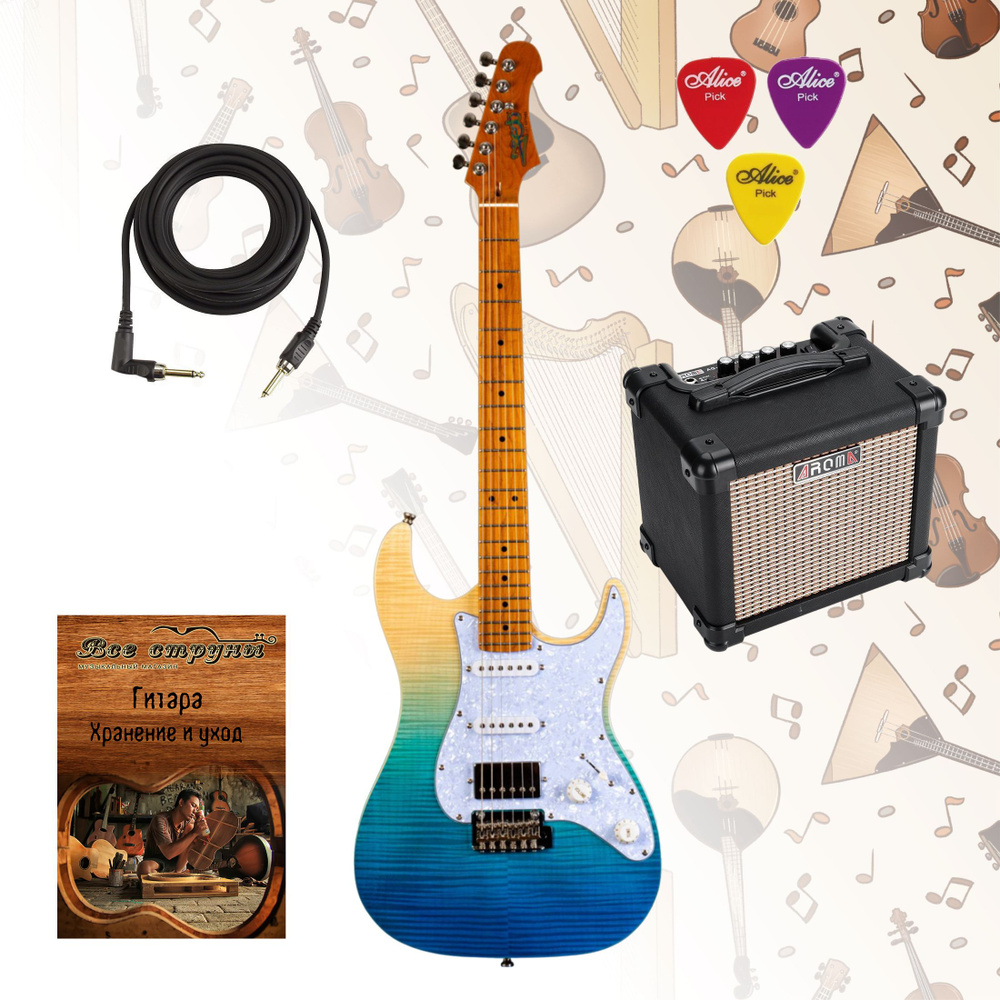 Электрогитара JET JS-450 TBL Stratocaster с комбиком и кабелем - купить ...