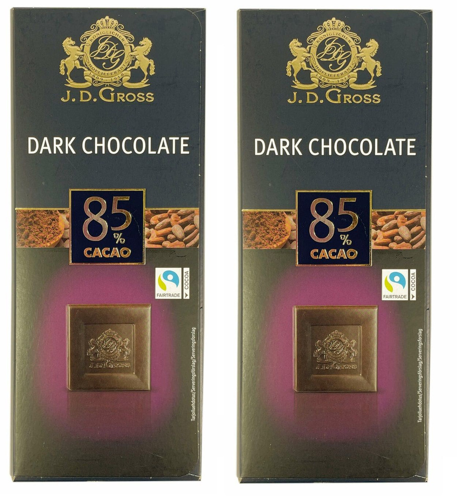 Темный шоколад J. D. Gross 85% какао, 2 шт, 250 гр - купить с доставкой по выгодным ценам в ...