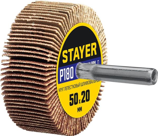STAYER Круг шлифовальный лепестковый, на шпильке, P180, 50x20 мм 36607 ...