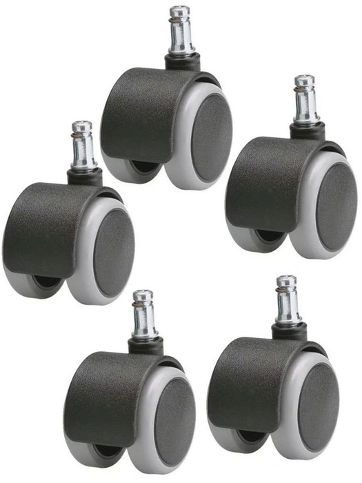 Колеса для кресла офисного силиконовые. Диаметр штока 11 мм. 5 штук ...