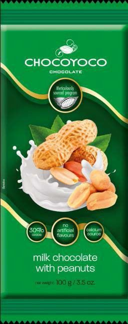 Молочный шоколад CHOCOYOCO с арахисом, 100г - купить с доставкой по ...
