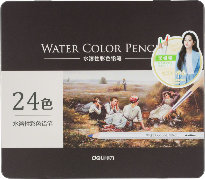 Акварельные карандаши Deli набор 24 цвета и кисть - купить с доставкой ...