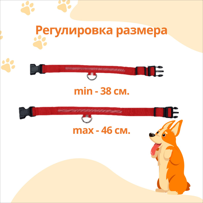 Светящийся ошейник для собак с Usb зарядкой светодиодный M купить с