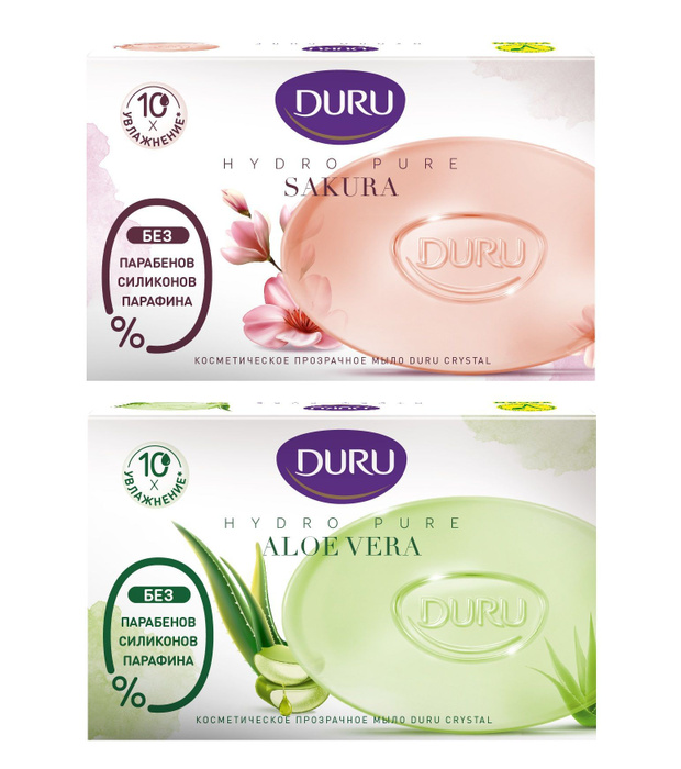 Туалетное мыло DURU Hydro Pure Алоэ вера + Сакура, 106г х 2 - купить с ...