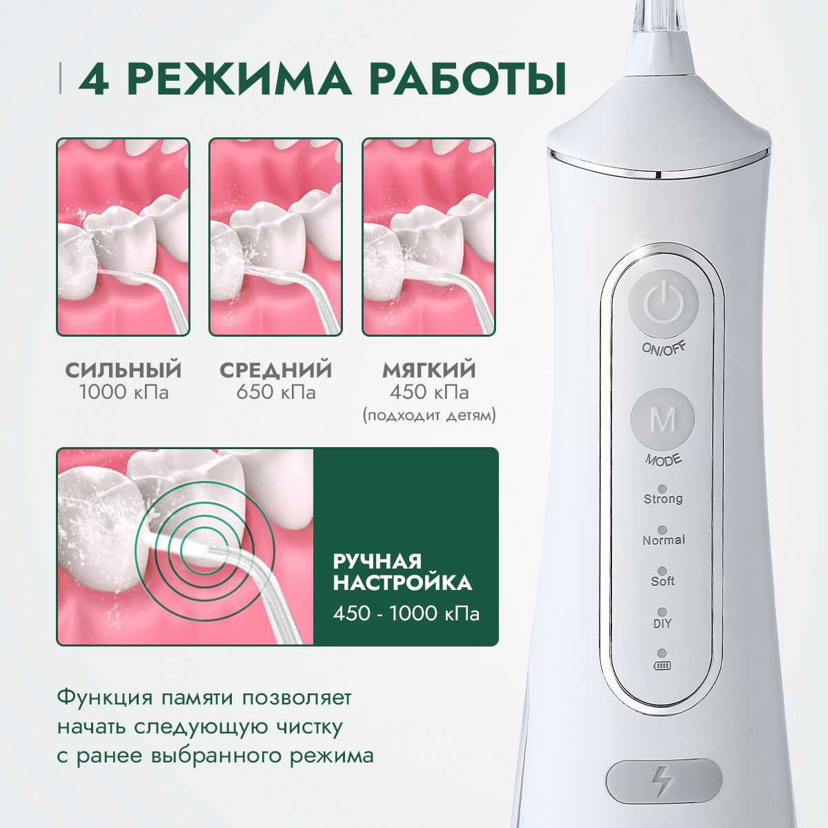 Ирригатор для полости рта портативный AsiaCare LIGHT, 8 насадок ...