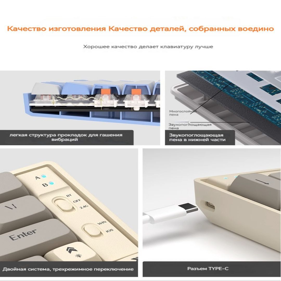 Механическая клавиатура Super Electron LANGTU-GK65-混光（银轴） купить по ...