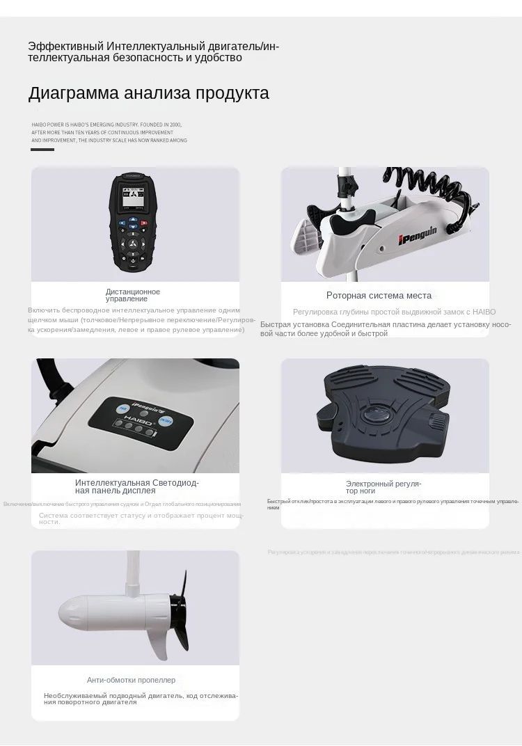 Электромотор HAIBO IPENGUIN P65/53 с функцией GPS-якоря Литиевая батарея 12V100AH - купить по ...