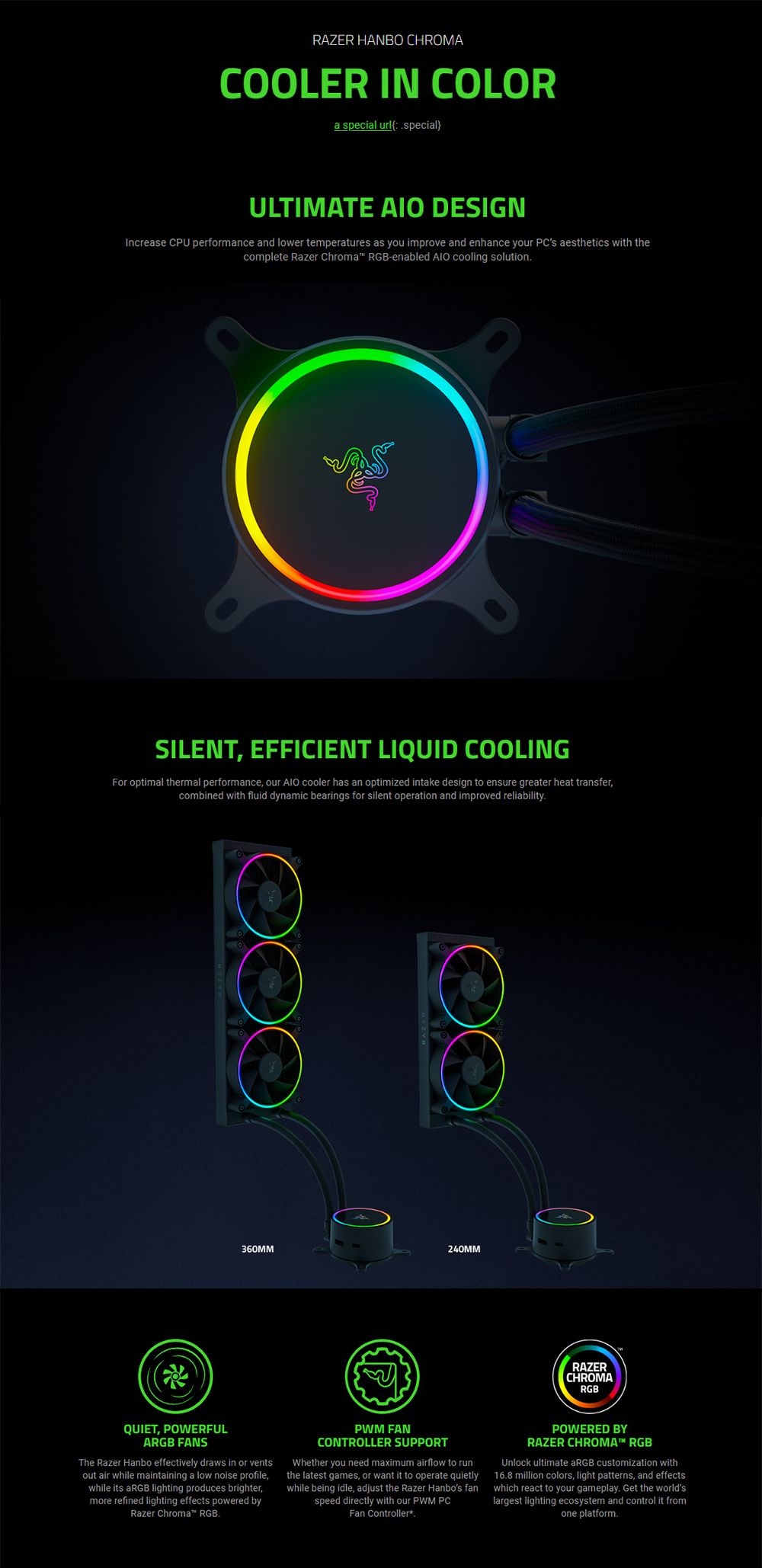 Razer Hanbo Chroma RGB AIO жидкость Cooler 360MM ARGB (крышка насоса ...