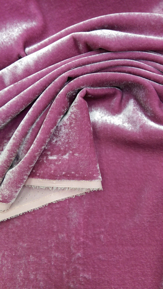 Ткань Бархат с эластаном жемчужно-розового цвета Италия - купить с ...