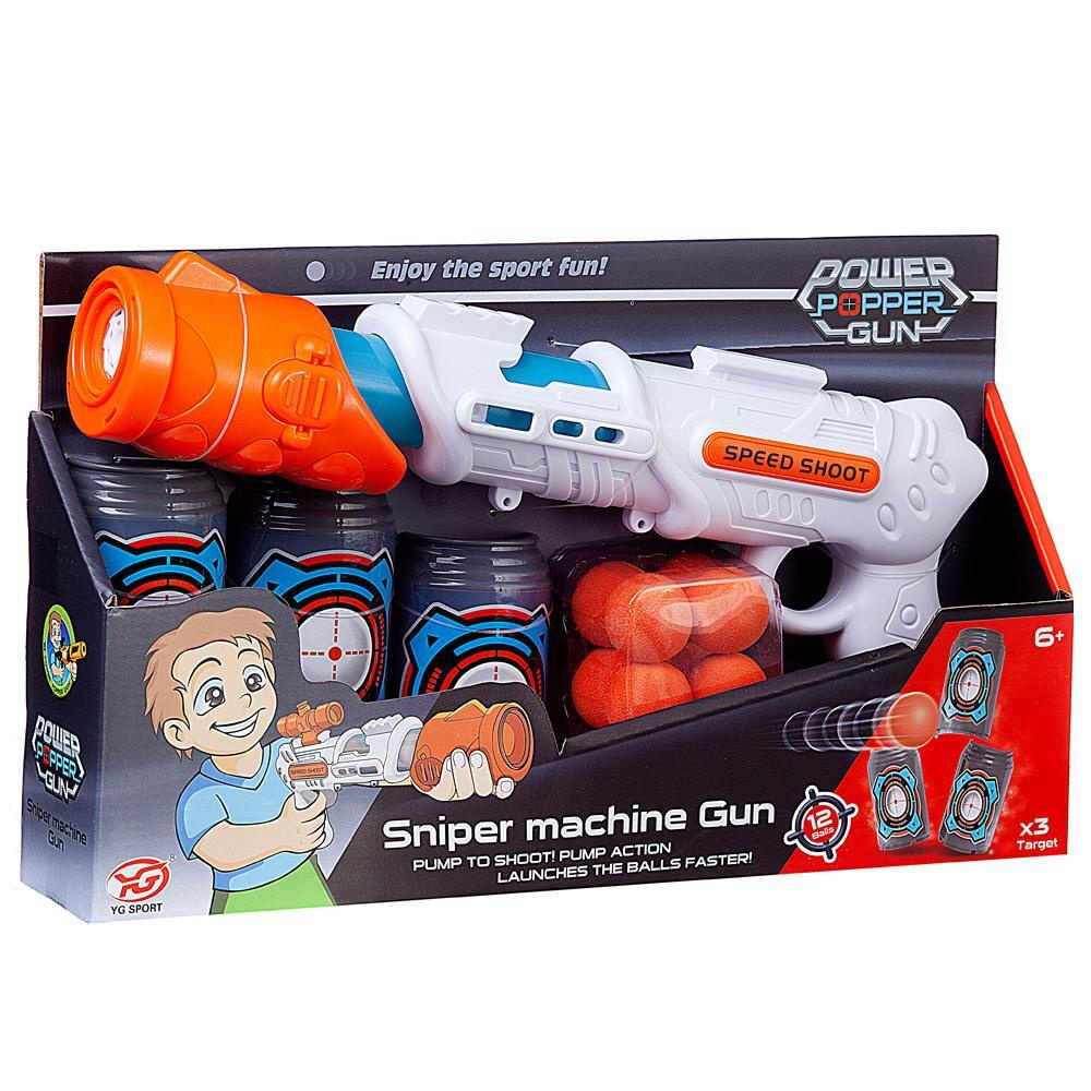 Бластер Junfa снайперский c 12 мягкими шариками и 3 банками-мишенями - купить с доставкой по ...