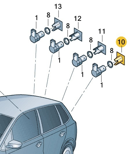 Кронштейн ультрозвукового датчика слева и справа снаружи - VAG (VW/Audi ...
