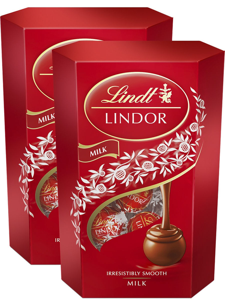 Lindt Конфеты из молочного шоколада Lindor Корнет Milk, 2 шт по 200г ...